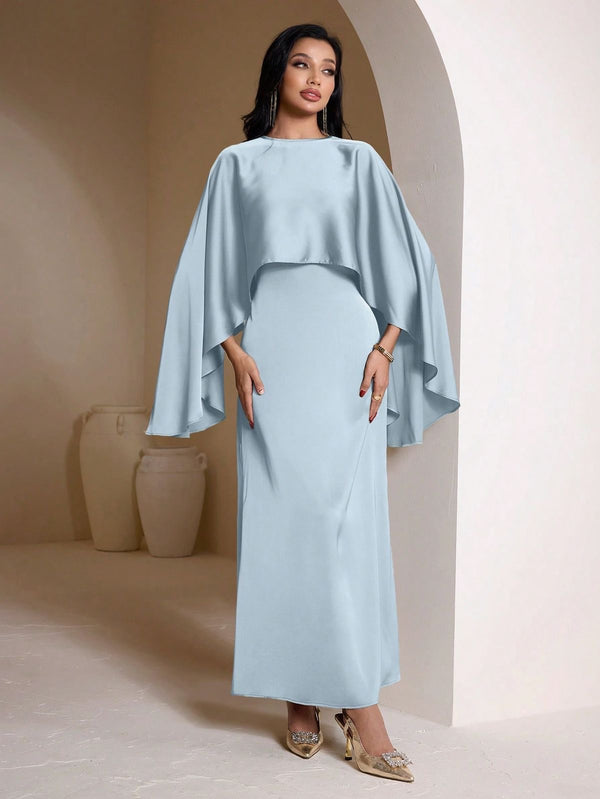 Dawn blue cape dress – cherrythreads.pk
